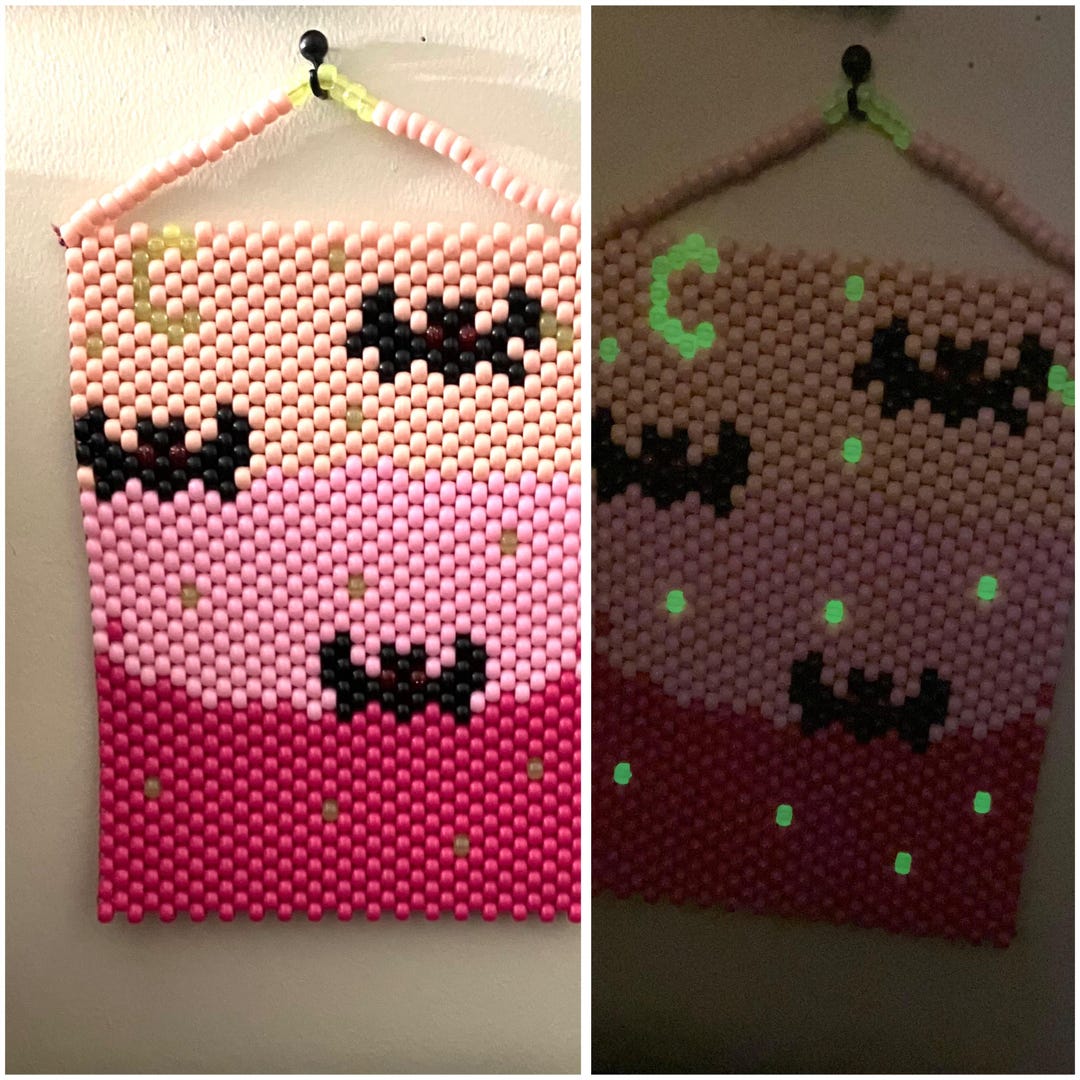 Pink Bats Halloween Hand Beaded Banner Wall Hanging - Etsy