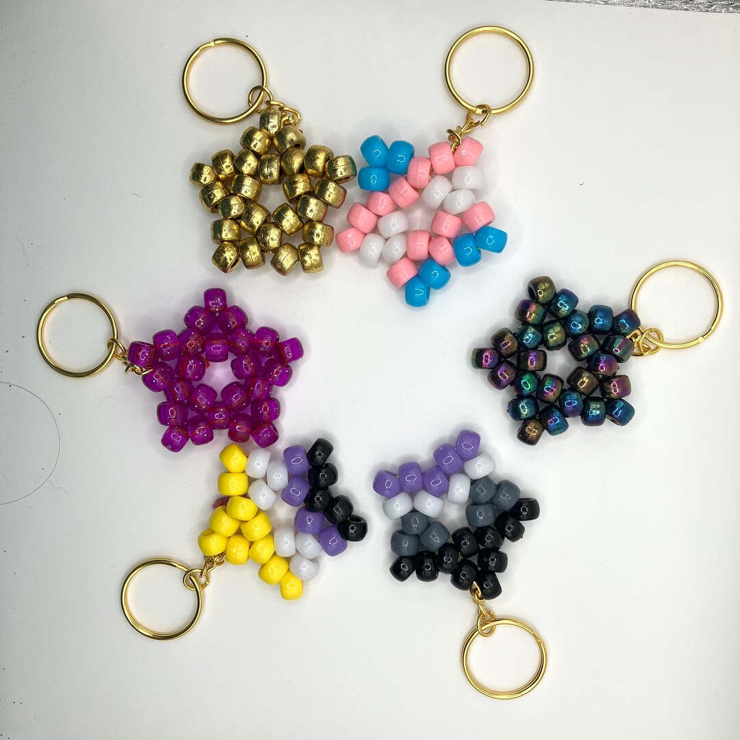 Beaded Star Keychains in Solid and Lgbtq Flags Kandi Stars - Etsy