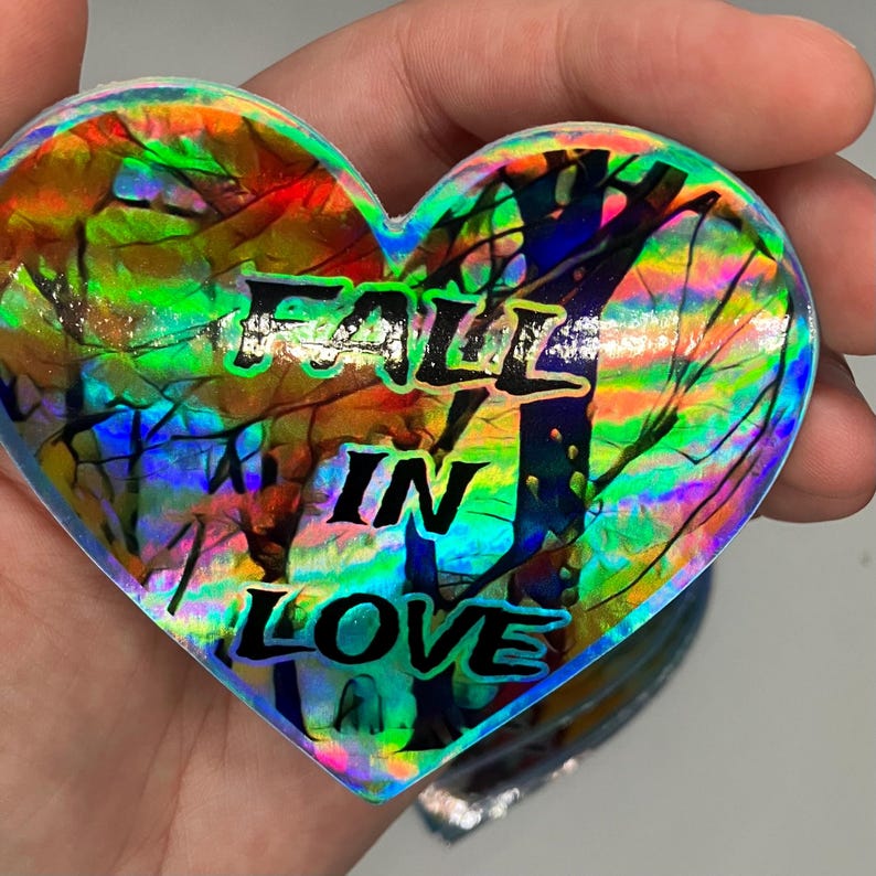 Holographic Fall in Love Sticker - Etsy