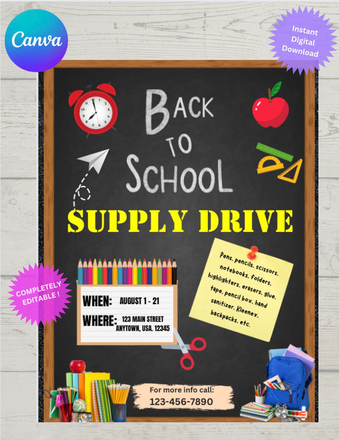 EDITABLE Back to School Supply Drive Fundraiser Flyer, Back to School ...
