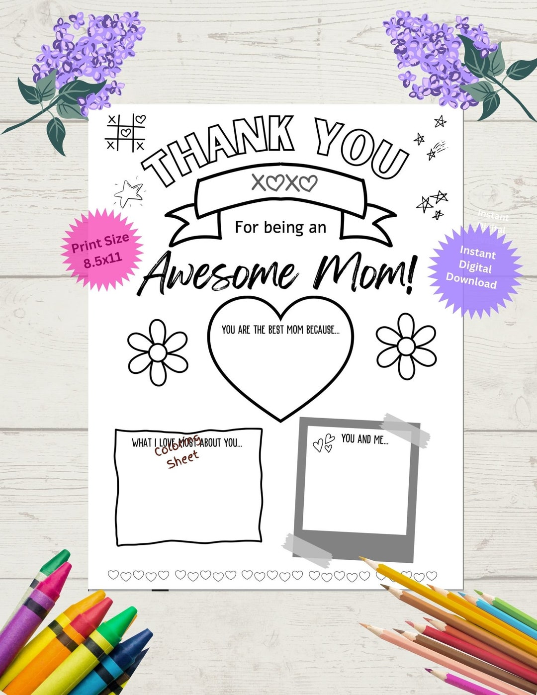 Mother's Day Printable Coloring Sheet, Template, Awesome Mom Coloring ...