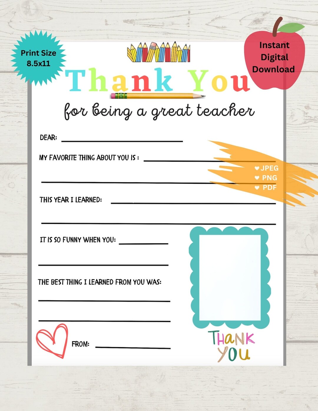 Teacher Appreciation Week Printable, All About My Teacher, Teacher ...