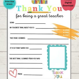 Teacher Appreciation Week Printable, All About My Teacher, Teacher ...