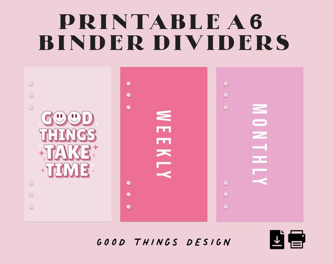 Instant Digital Download Printable Binder Divider Inserts for A6 Cash Saving Binders Binder ...