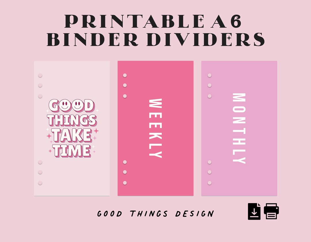 Instant Digital Download | Printable Binder Divider Inserts for A6 Cash Saving Binders | Binder ...