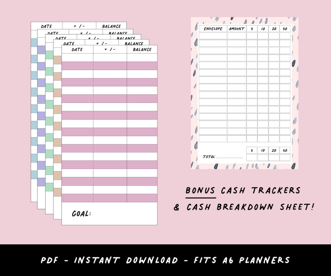 Printable Cash Envelope Inserts Floral Cash Tracker Cash Etsy