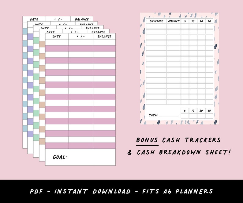 Printable Cash Envelope Inserts - Cute Peach - Cash Tracker - Cash ...