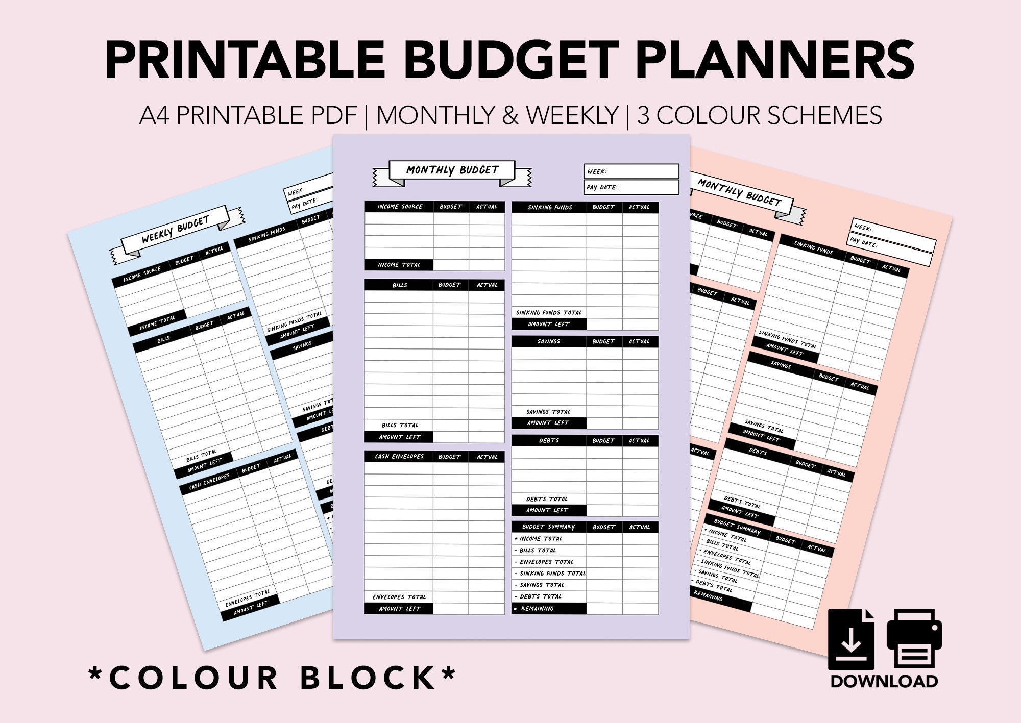 Printable Monthly Budget Planner | Weekly Budget Planner | Cash ...