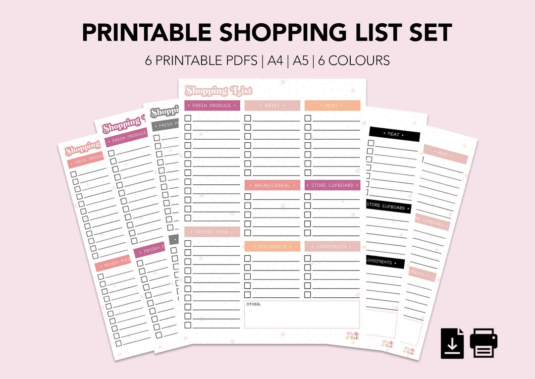Printable Shopping List | Groceries Planner | Cash Envelopes | Savings ...