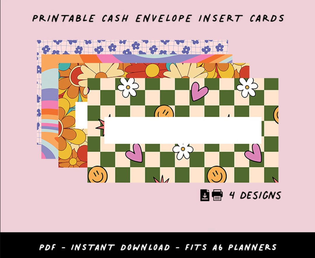 Printable Cash Envelope Inserts - Retro - Cash Tracker - Cash Breakdown ...