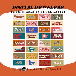 1970s Retro Spice Labels | PDF & Editable Canva Link, Kitsch, Spice ...