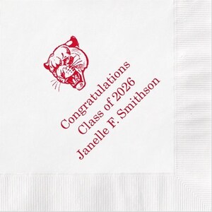 Graduation School Mascot Design Personalized Set of 100 Napkins Class ...