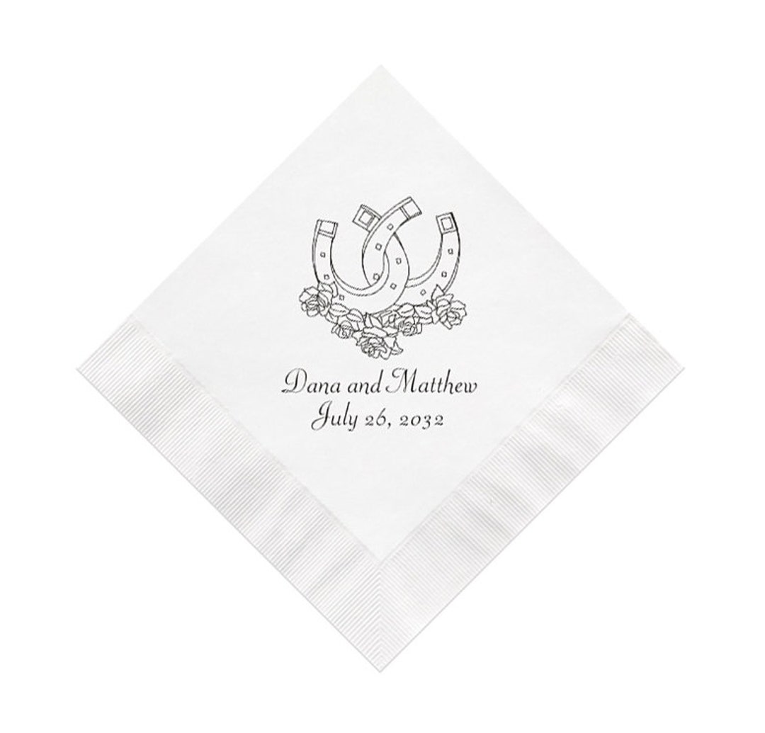Double Horse Shoes Flowers Wedding Napkins Personalized Set of 100 ...