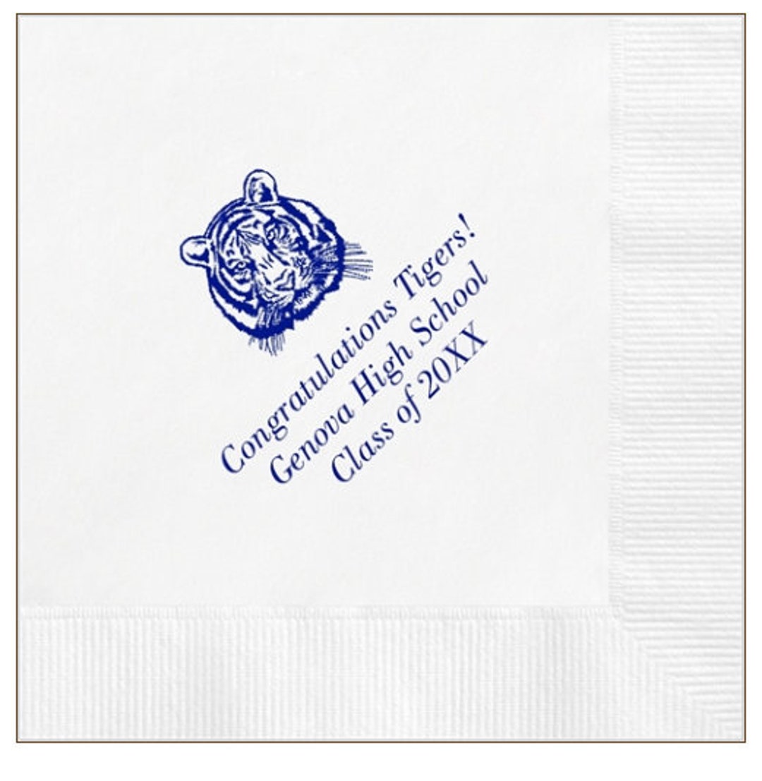 Tiger Mascot Graduation Napkins Personalized Set of 100 Napkins Class ...