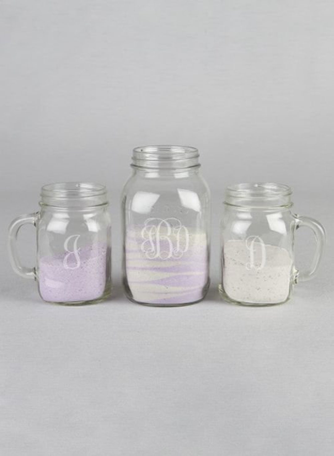 Monogram Mason Jar Personalized Unity Wedding Sand Ceremony Set - Etsy