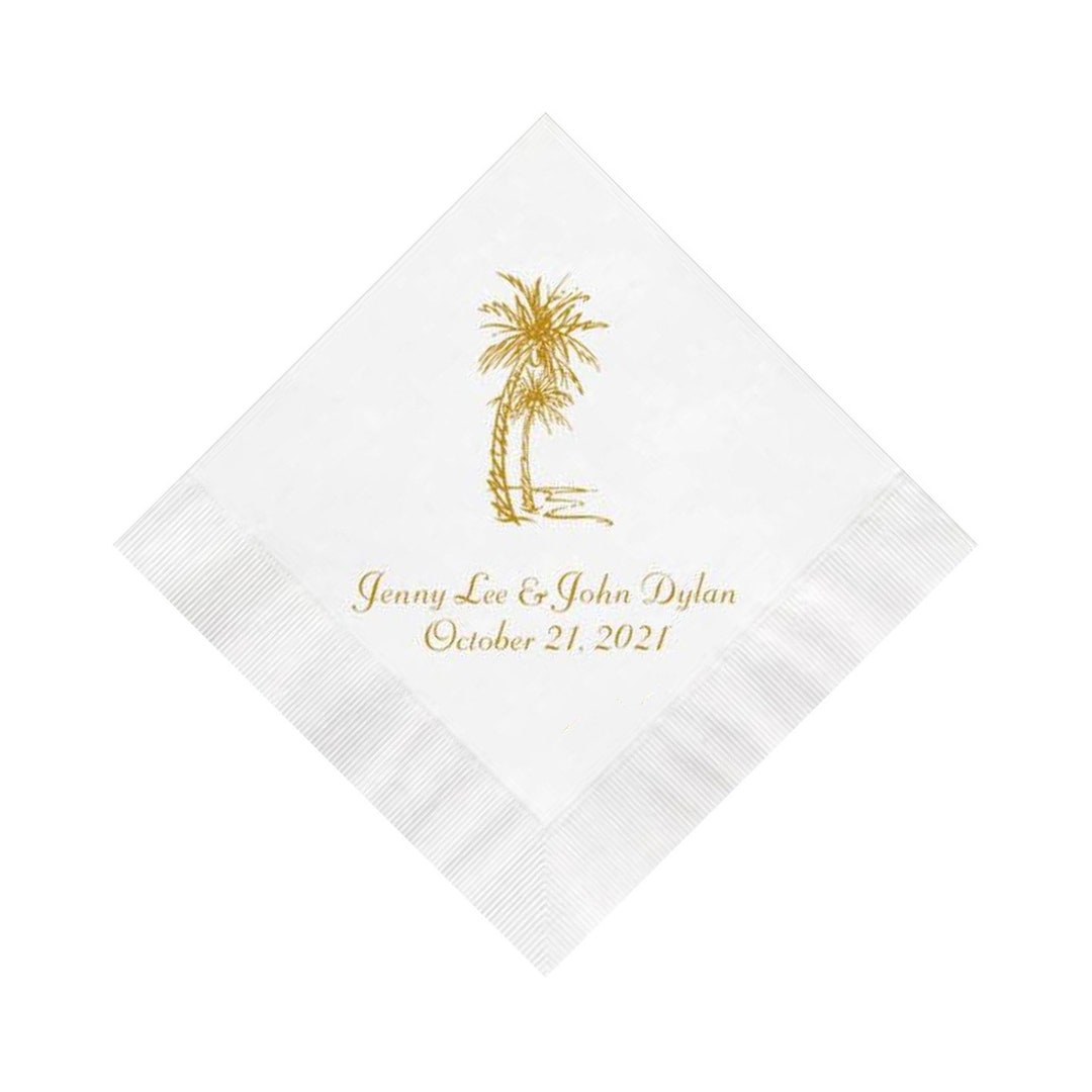 Palm Tree Beach Wedding Napkins Personalized Set of 100 Tropical Island ...