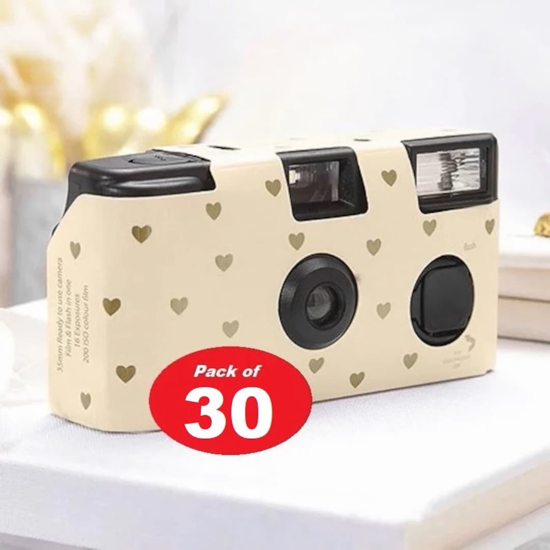 Ivory Disposable Wedding Cameras With Hearts Pack of 30 Free Shipping ...