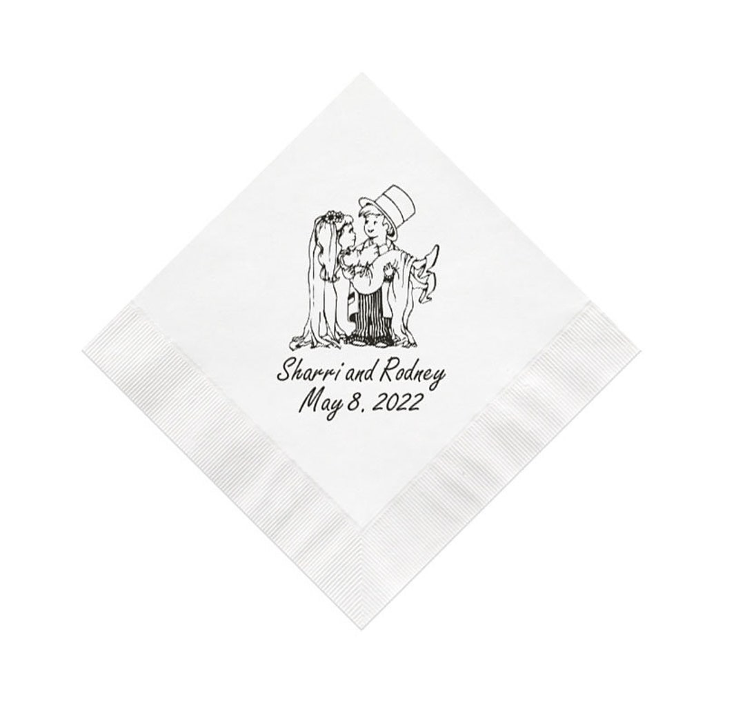 Vintage Cute Couple Design Wedding Napkins Personalized Set of 100 ...