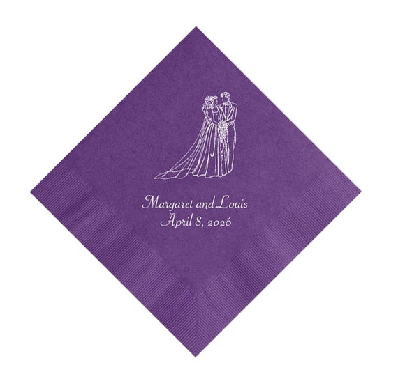 Traditional Bride and Groom Wedding Napkins Personalized Set - Etsy