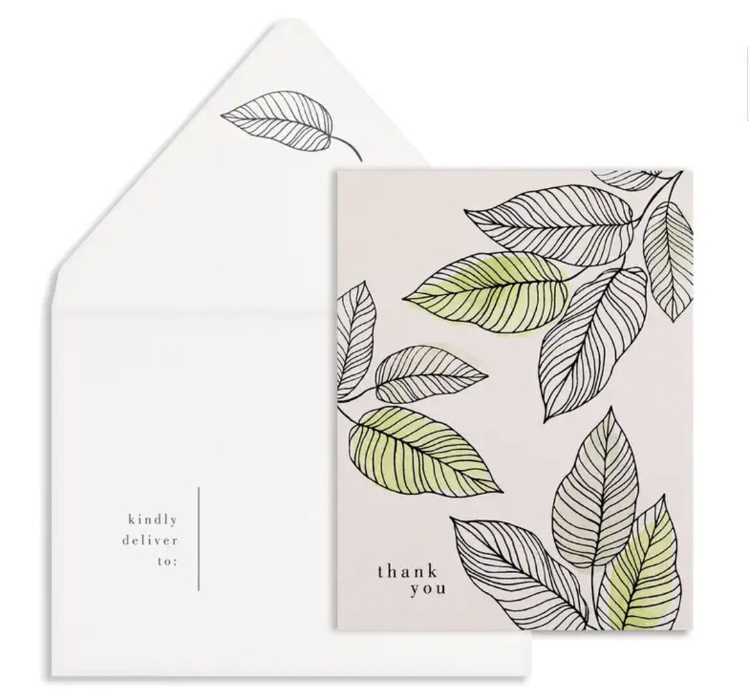 Stylish Leaf Design Thank You Notes (pack of 10) Notes Garden Woodland ...