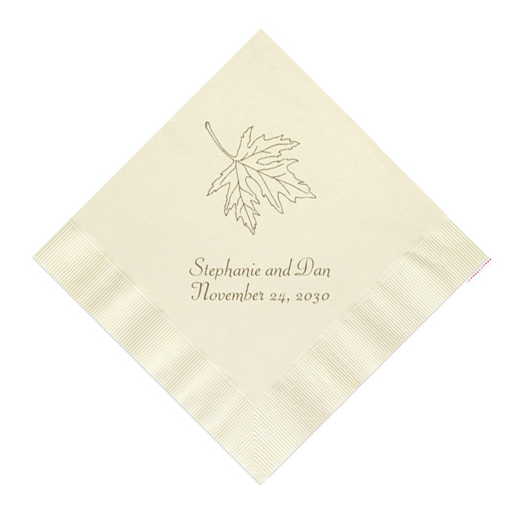 Maple Leaf Fall Wedding Napkins Personalized Thanksgiving Set of 100 ...