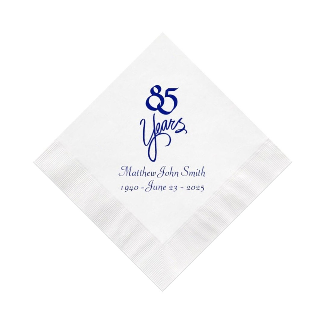85 Years 85th Birthday Party Napkins Personalized Set of 100 Supplies ...
