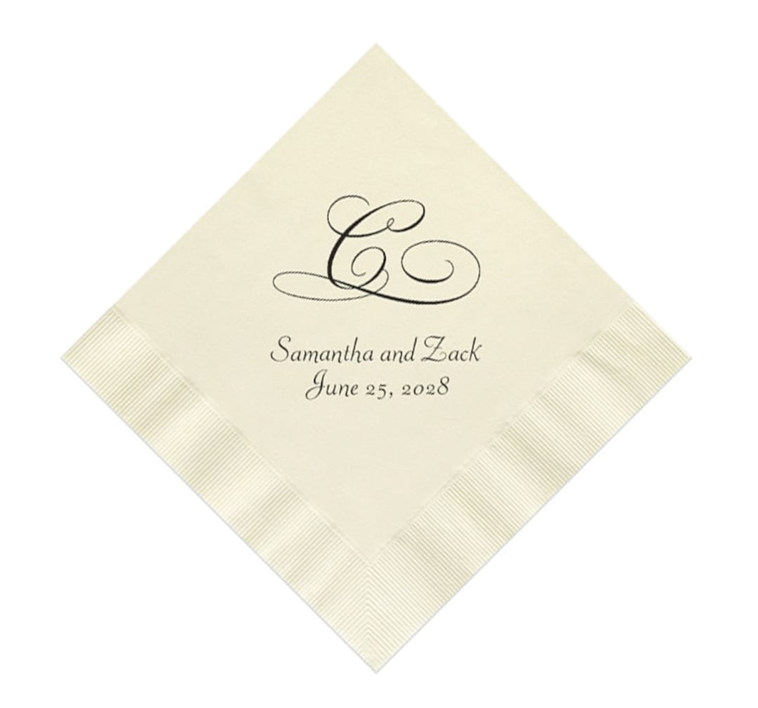 Single Initial Wedding Napkins Personalized Set of 100 Monogrammed ...