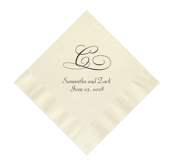 Single Initial Wedding Napkins Personalized Set of 100 - Etsy