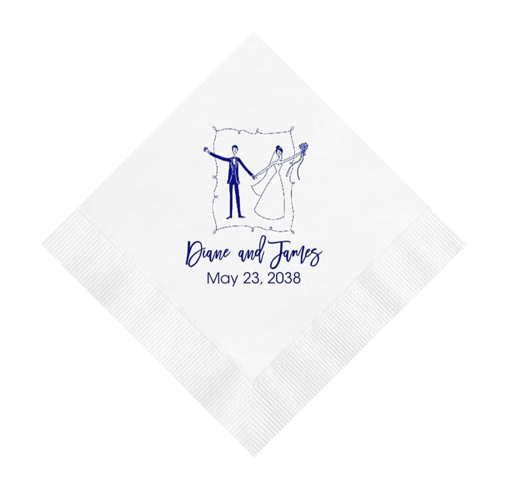 Modern Bride and Groom Wedding Napkins Personalized Set of 100 ...