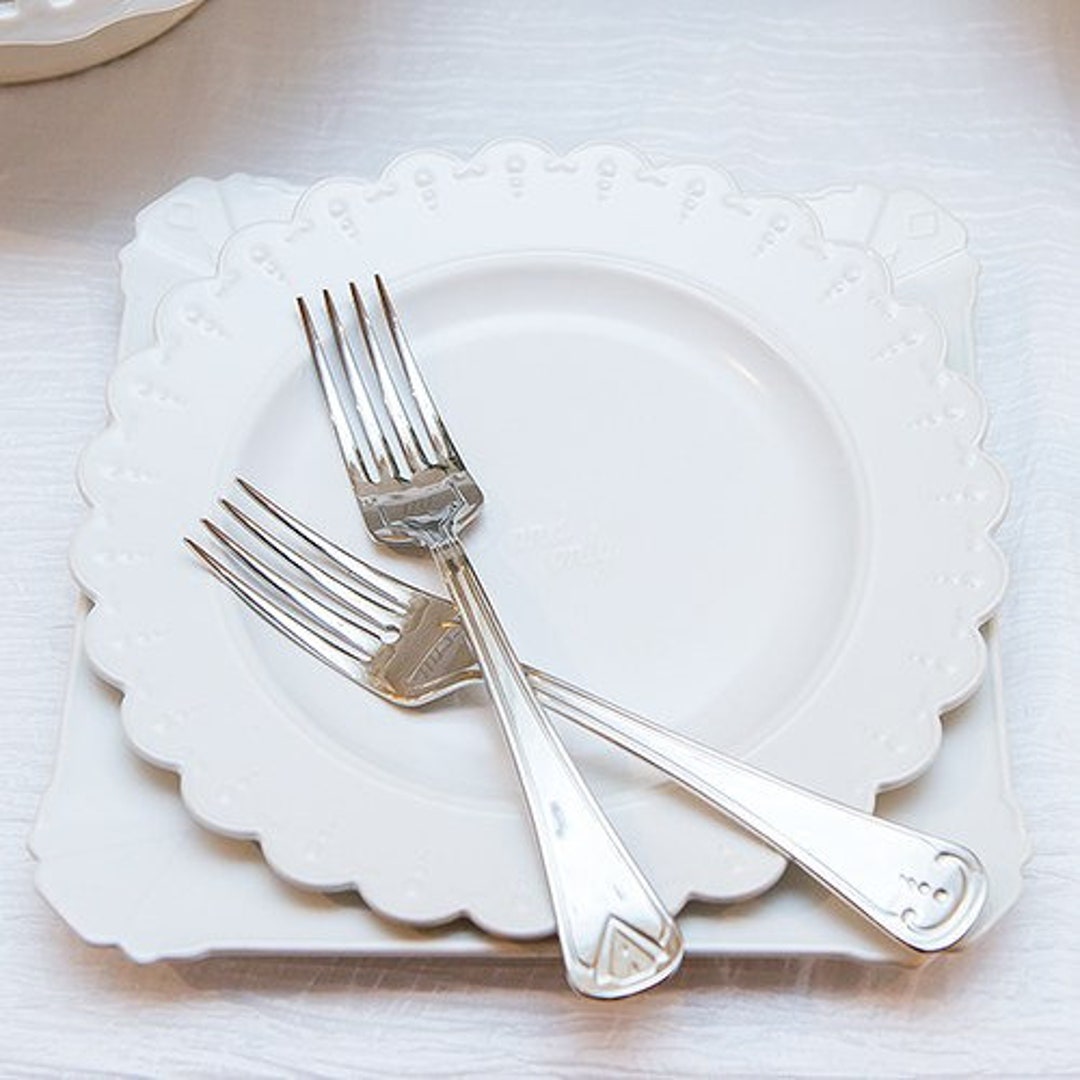 Bride and Groom Wedding Cake Plate and Fork Set Wedding Accessories ...