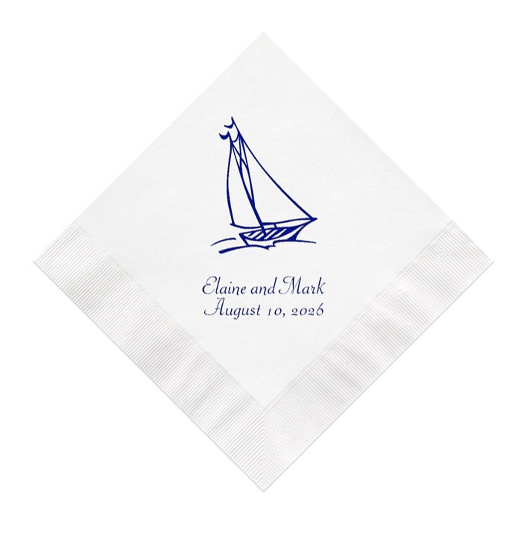 Sailboat Wedding Napkins Personalized Set of 100 Nautical Sail Boat ...