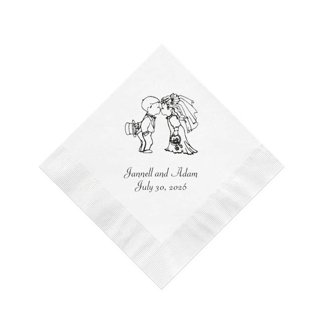 Cute Kissing Bride and Groom Wedding Napkins Personalized Set - Etsy
