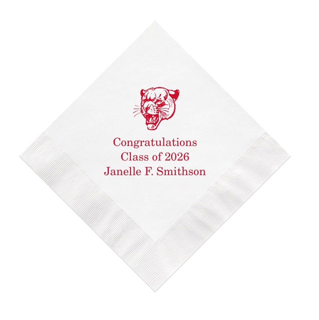 Graduation School Mascot Design Personalized Set of 100 Napkins Class ...