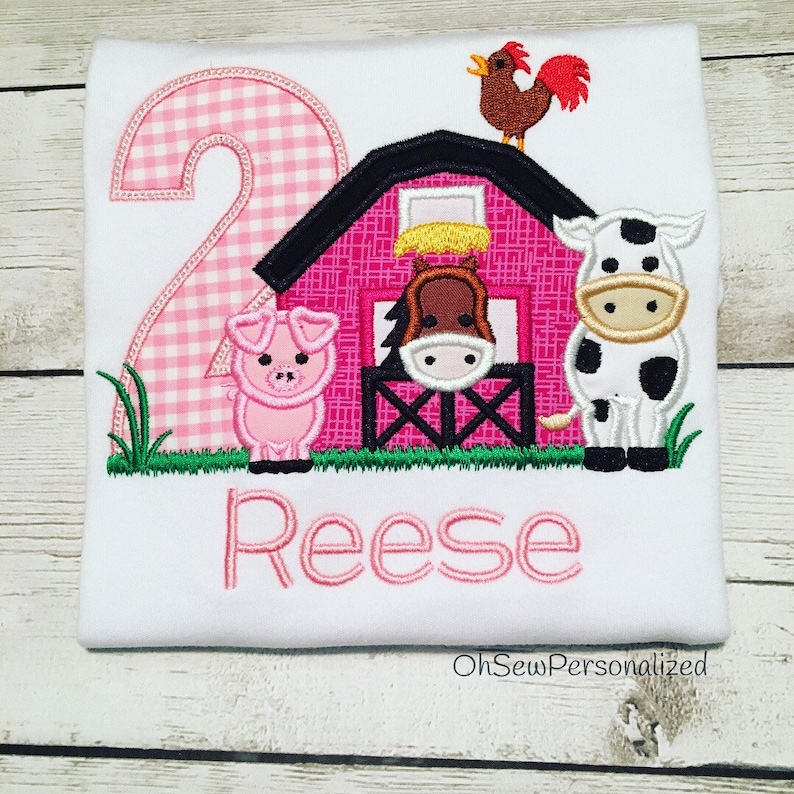Barnyard Birthday Shirt for Girls - Girl Farm Party Shirt - Second ...