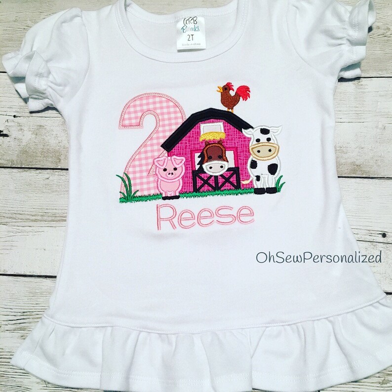 Barnyard Birthday Shirt for Girls - Girl Farm Party Shirt - Second ...