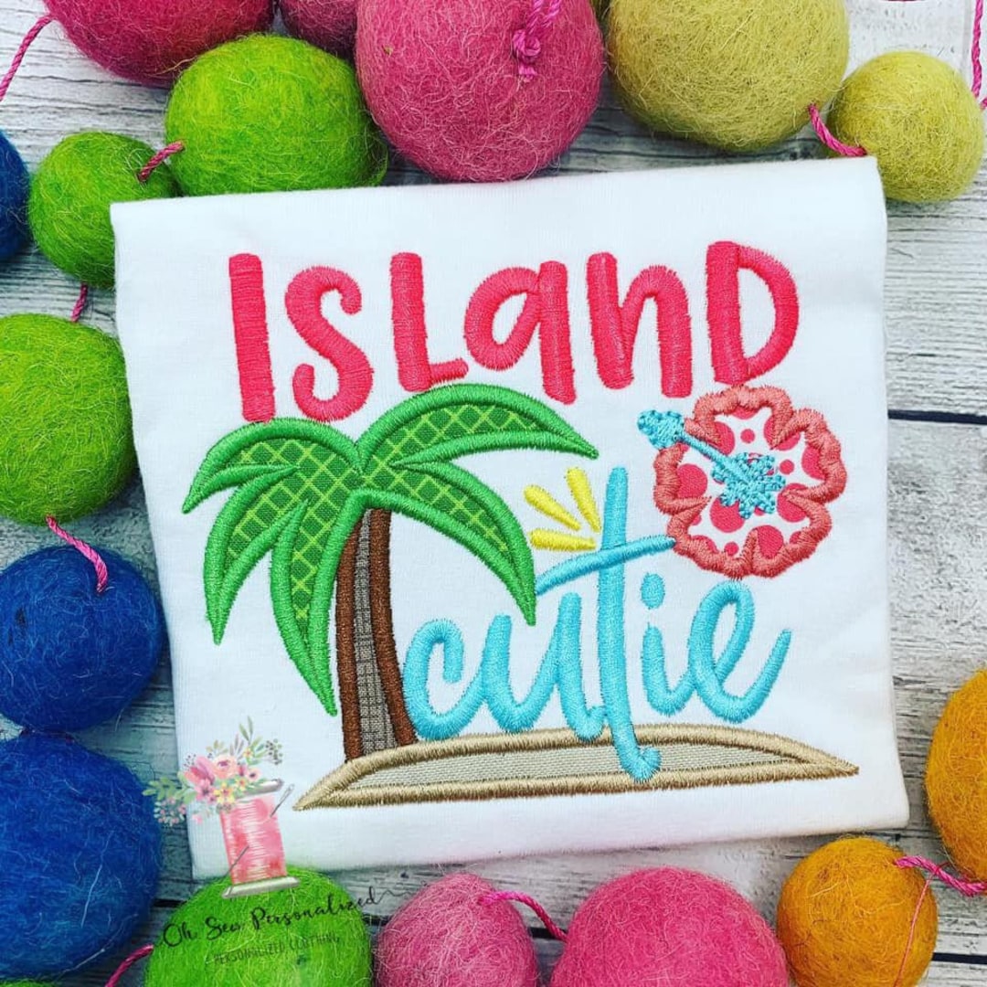 Island Cutie Shirt - Beach Applique - Island Applique - Beach Girl ...