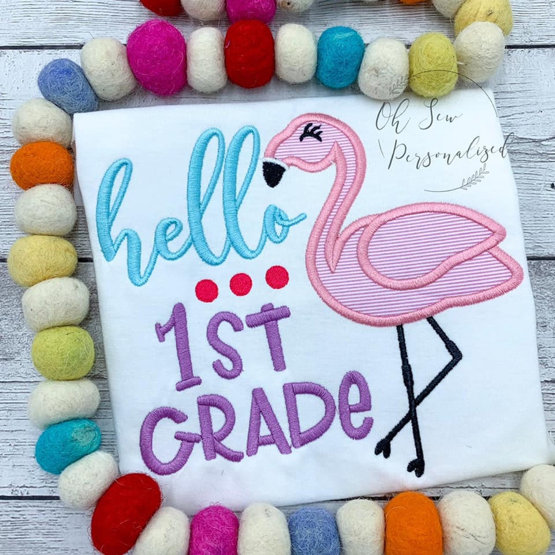 Hello First Grade Shirt - Flamingo First Grade Shirt - Back to School ...