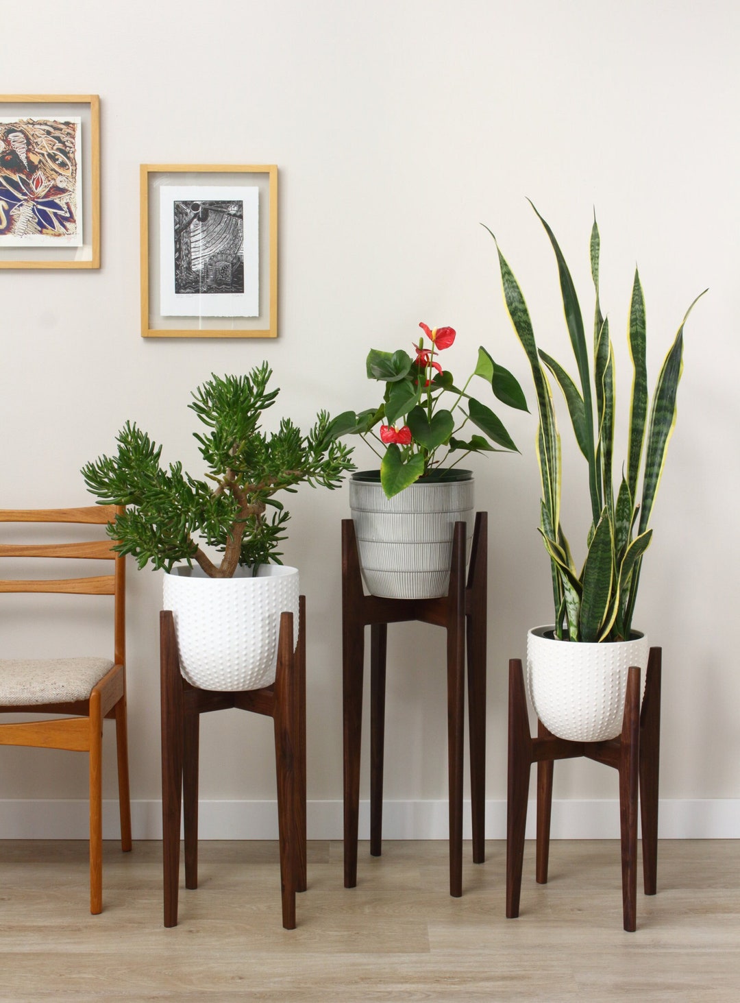Set of Three Mid Century Modern Style Plant Stands Handmade in Canada ...