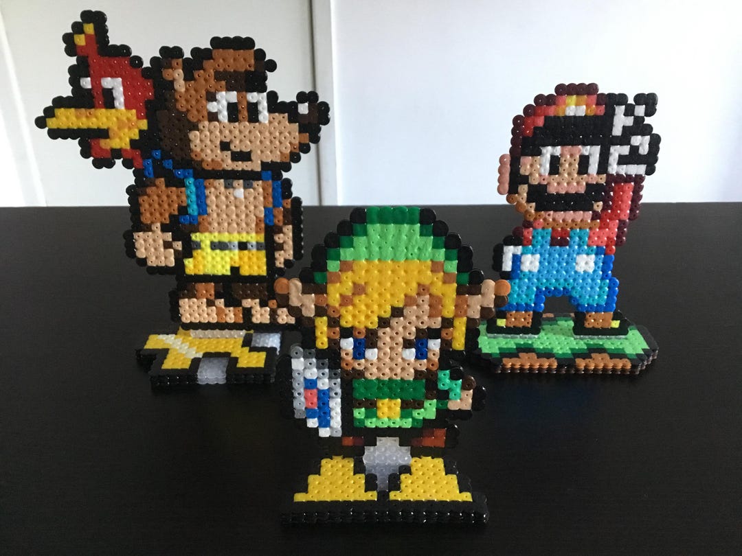 Hama Bead Pixel Art Retro Gaming Stands: Mario, Link, Banjo & Kazooie ...