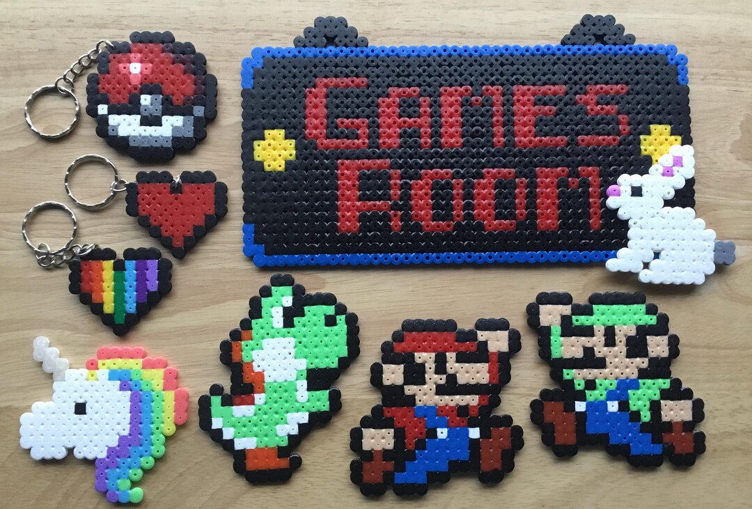 Hama Bead Pixel Small Designs- Animals, Nerdy, 'games Room' Sign, Misc ...