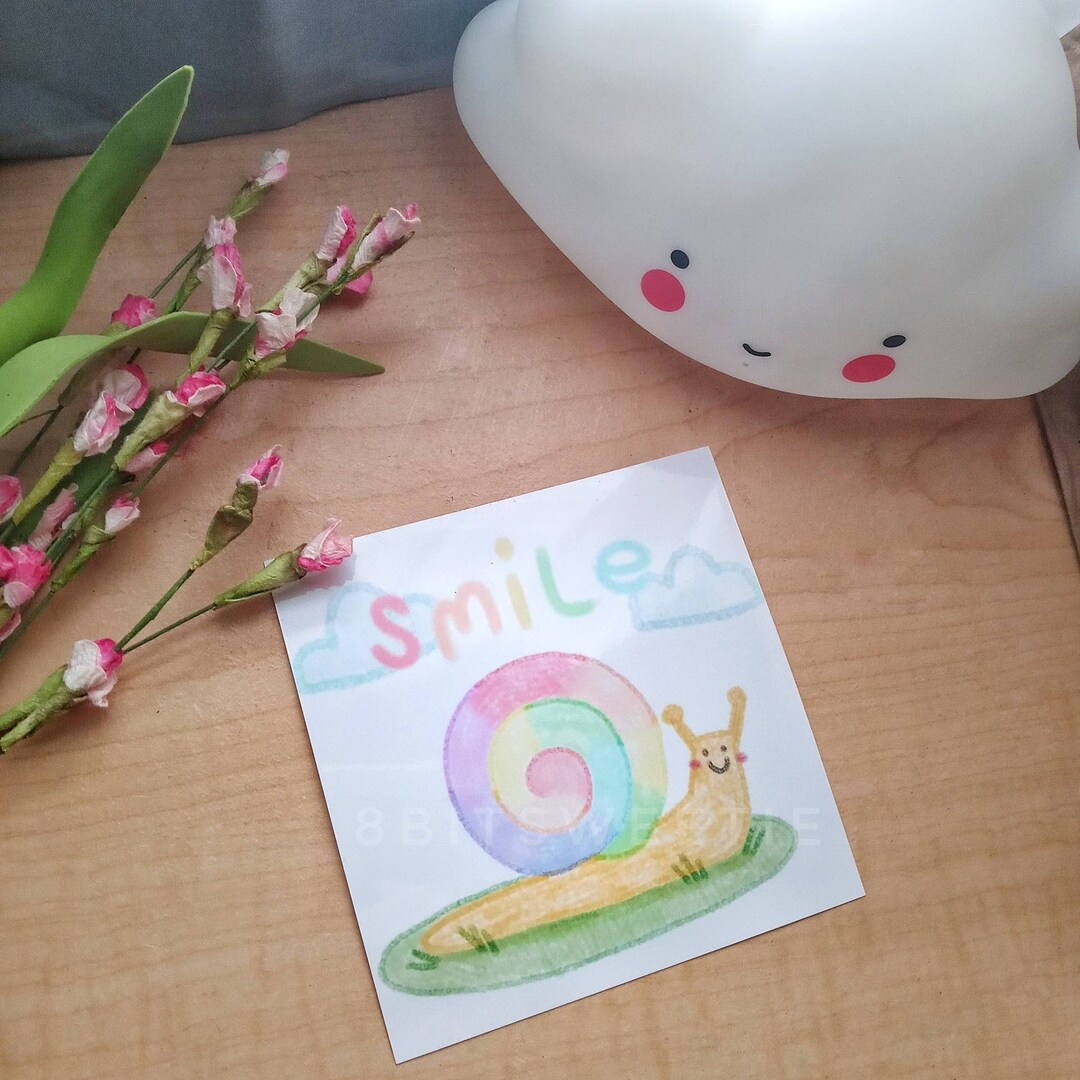 Mini Snail Smile Art Print | Rainbow Cute Happy - Etsy