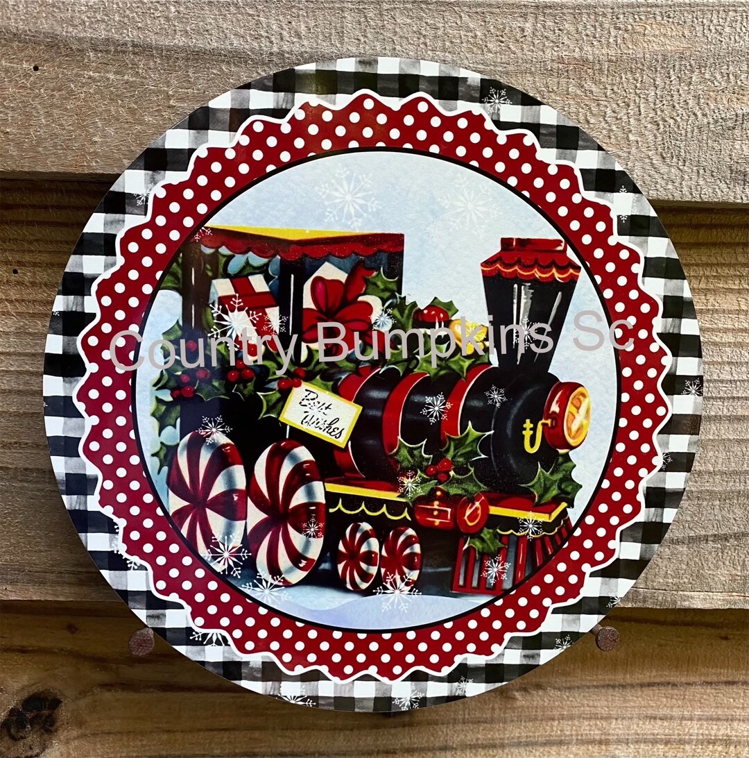 Christmas Train Sign Farmhouse Decor Wreath Sign Wreath Attachment ...