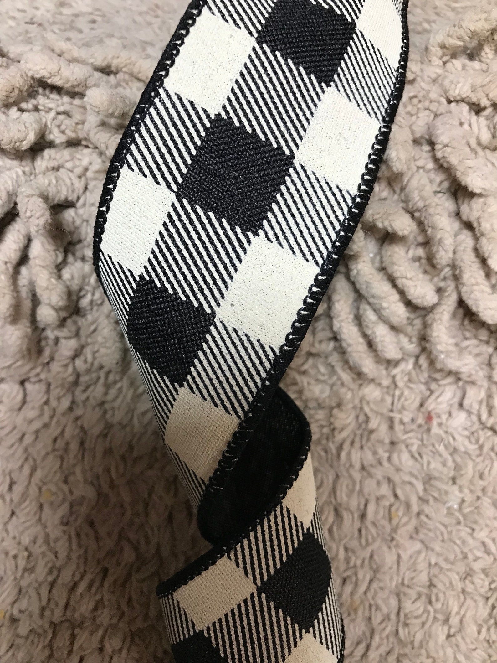 Black and Cream Buffalo Plaid Ribbon Buffalo Plaid Ribbon | Etsy