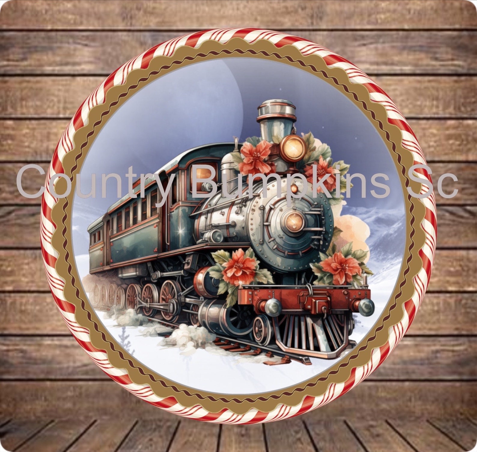 Christmas Train Sign Farmhouse Decor Wreath Sign Wreath Attachment ...
