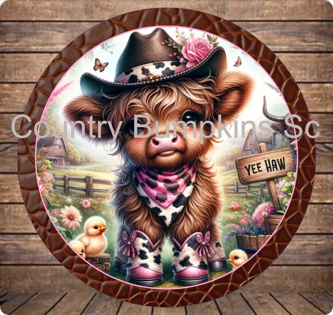 Highland Baby Cow Sign Farmhouse Decor Wreath Sign Wreath Attachment ...