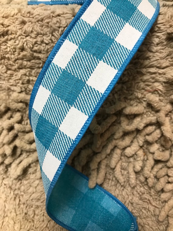Turquoise and White Buffalo Plaid Ribbon Buffalo Plaid Ribbon - Etsy