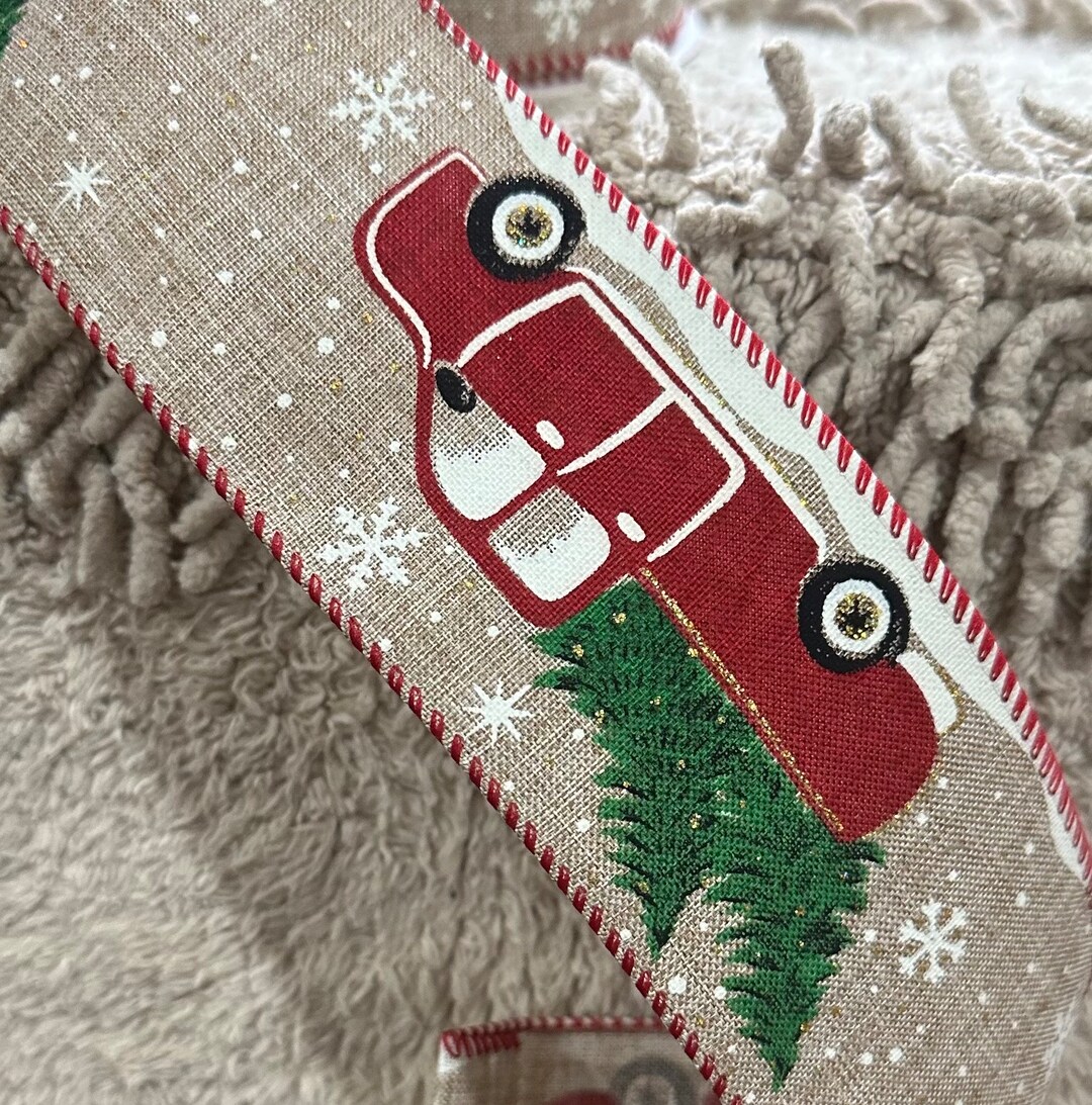 Red Truck Ribbon Truck Ribbon Christmas Ribbon Christmas Truck Ribbon ...
