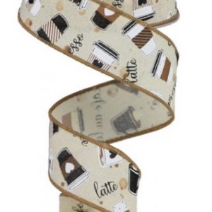 Coffee Cup Ribbon Summer Ribbon Wreath Ribbon Wreath Supplies Craft ...