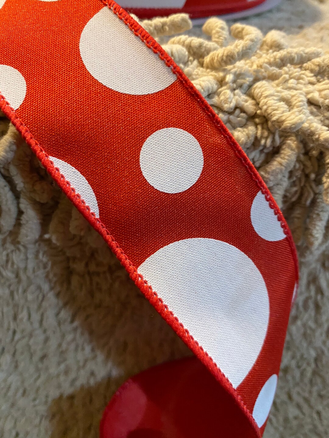 Polka Dot Ribbon Red Ribbon Wreath Decor Wreath Attachment Wreath ...