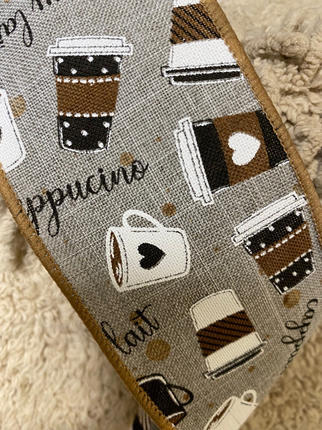 Coffee Cup Ribbon Summer Ribbon Wreath Ribbon Wreath Supplies Craft ...